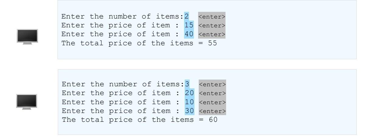 Solved Enter the number of items:2 Enter the price of item : | Chegg.com