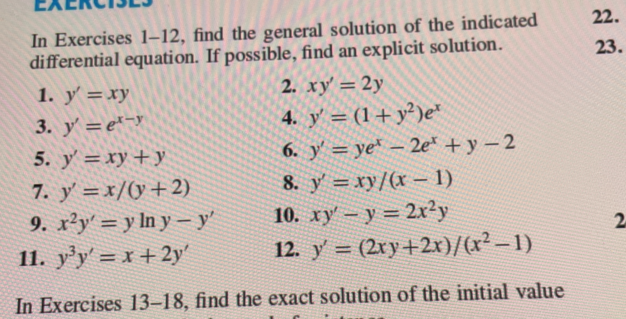 Solved In Exercises 1-12, ﻿find the general solution of the | Chegg.com