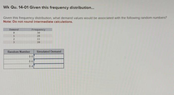 Solved Wk Qu. 14-01 Given this frequency distribution... | Chegg.com Solved Wk Qu. 14-01 Given this frequency distribution... | Chegg.com