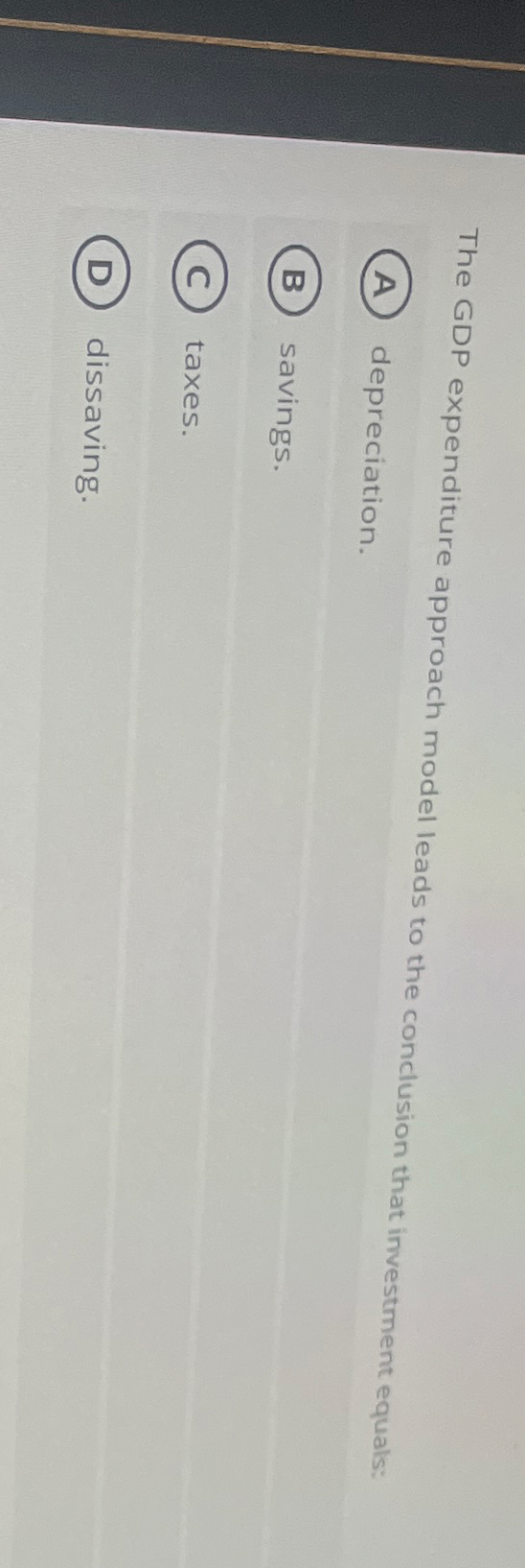 Solved The GDP expenditure approach model leads to the | Chegg.com