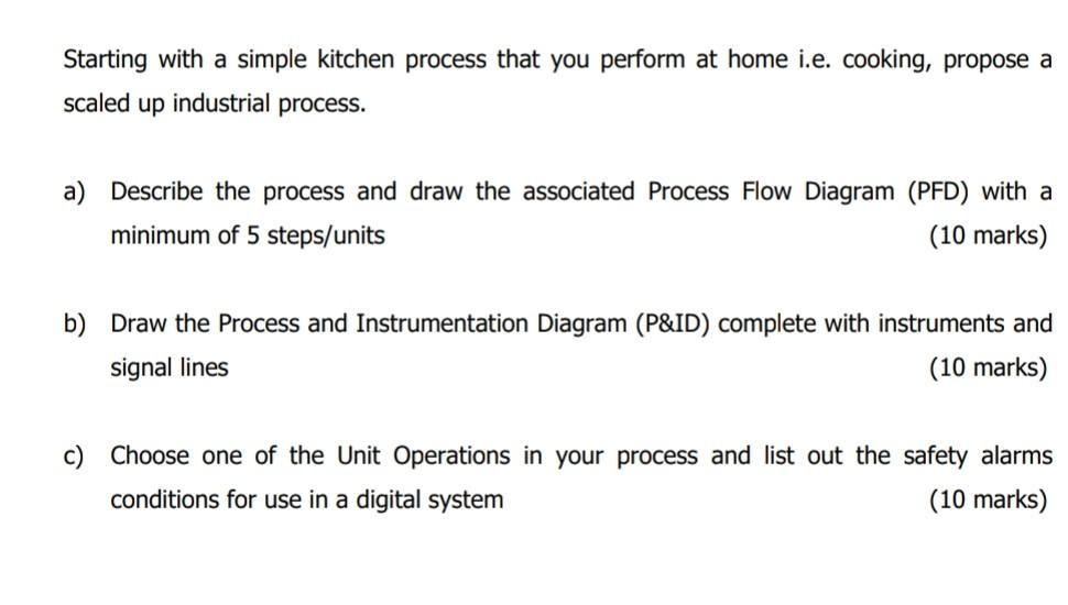 Solved Starting with a simple kitchen process that you | Chegg.com
