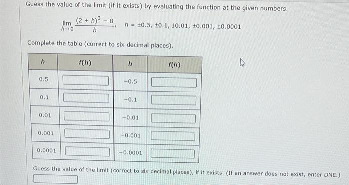 Solved Use a table of values to estimate the value of the | Chegg.com
