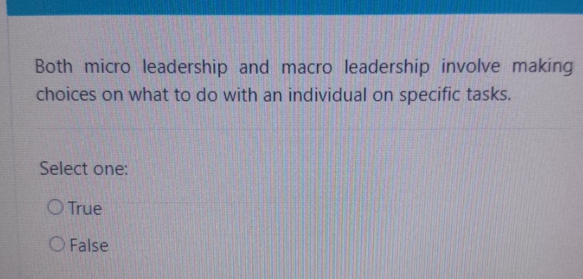 Solved Both micro leadership and macro leadership involve | Chegg.com