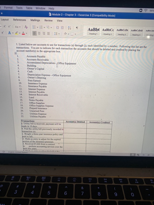 Solved t Format Tools Table Window Help 98% Module 2 - | Chegg.com