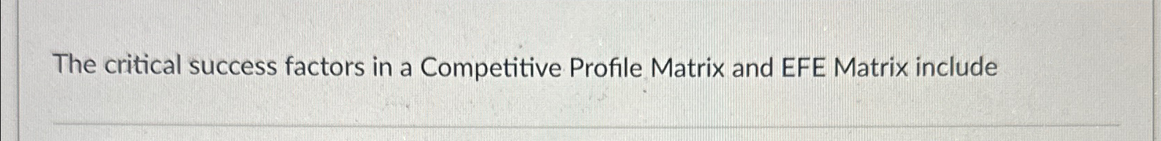 Solved The critical success factors in a Competitive Profile | Chegg.com