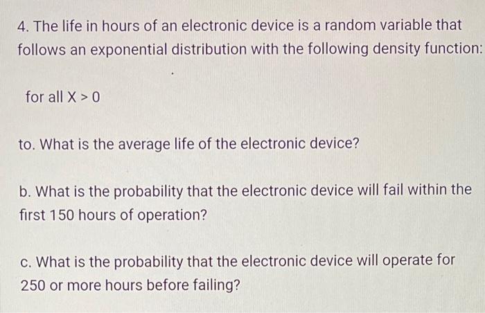 Solved 1. Suppose X follows an exponential distribution with | Chegg.com