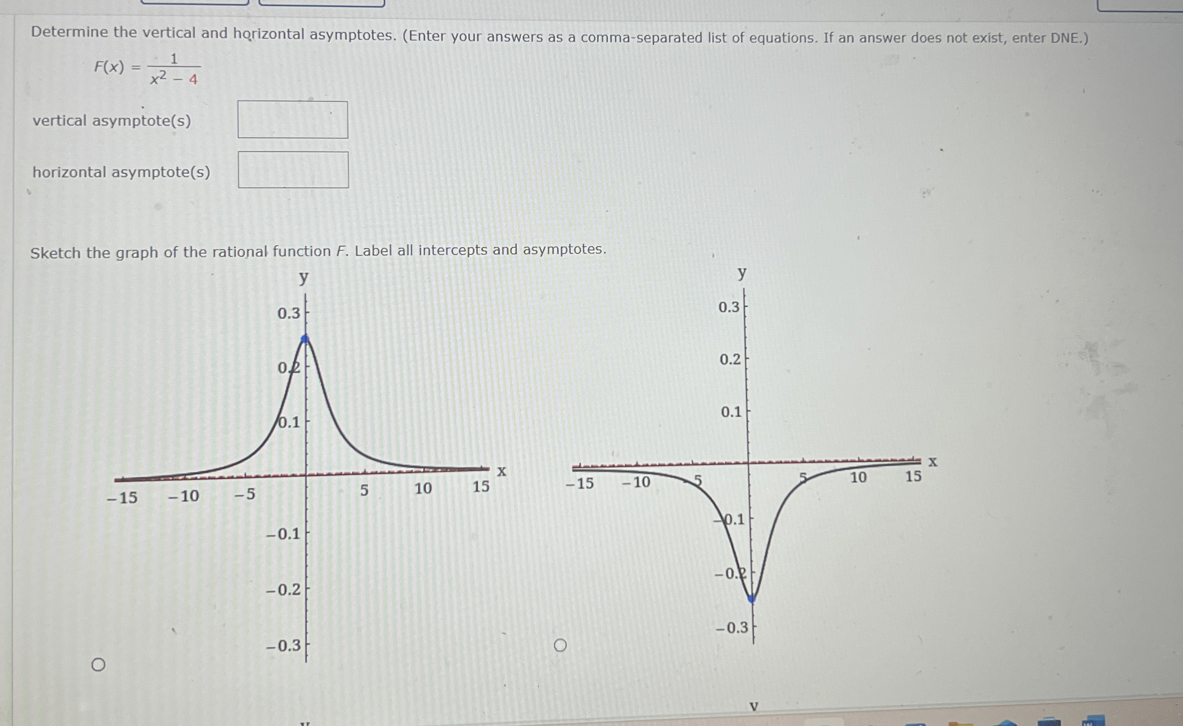Determine the vertical and horizontal asymptotes. | Chegg.com