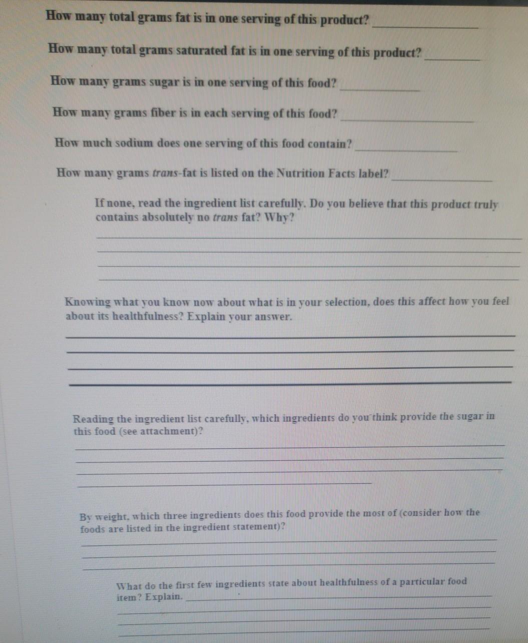 Solved Food Packaging Worksheet: Nutrient Claims, Nutrition | Chegg.com