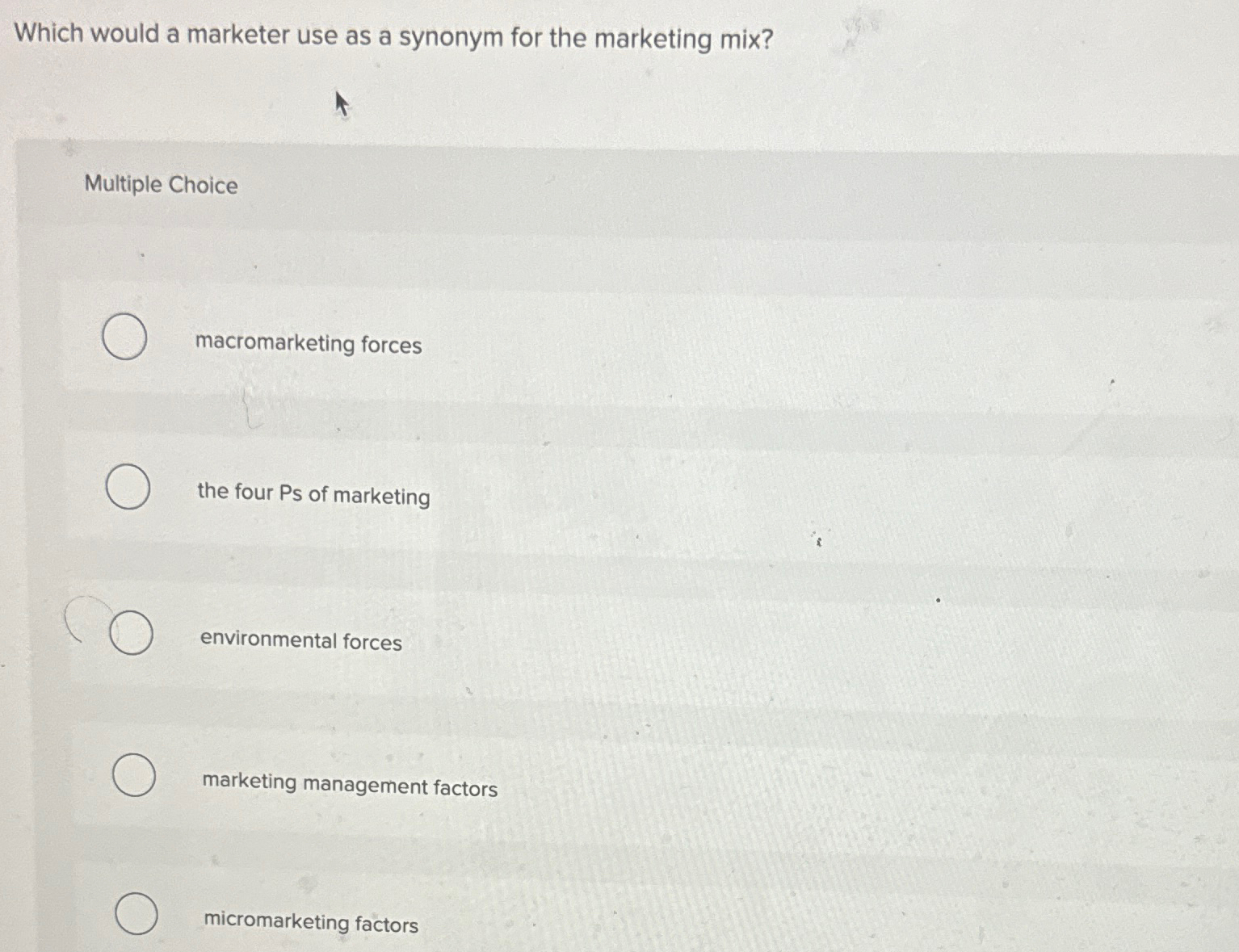 Solved Which would a marketer use as a synonym for the | Chegg.com