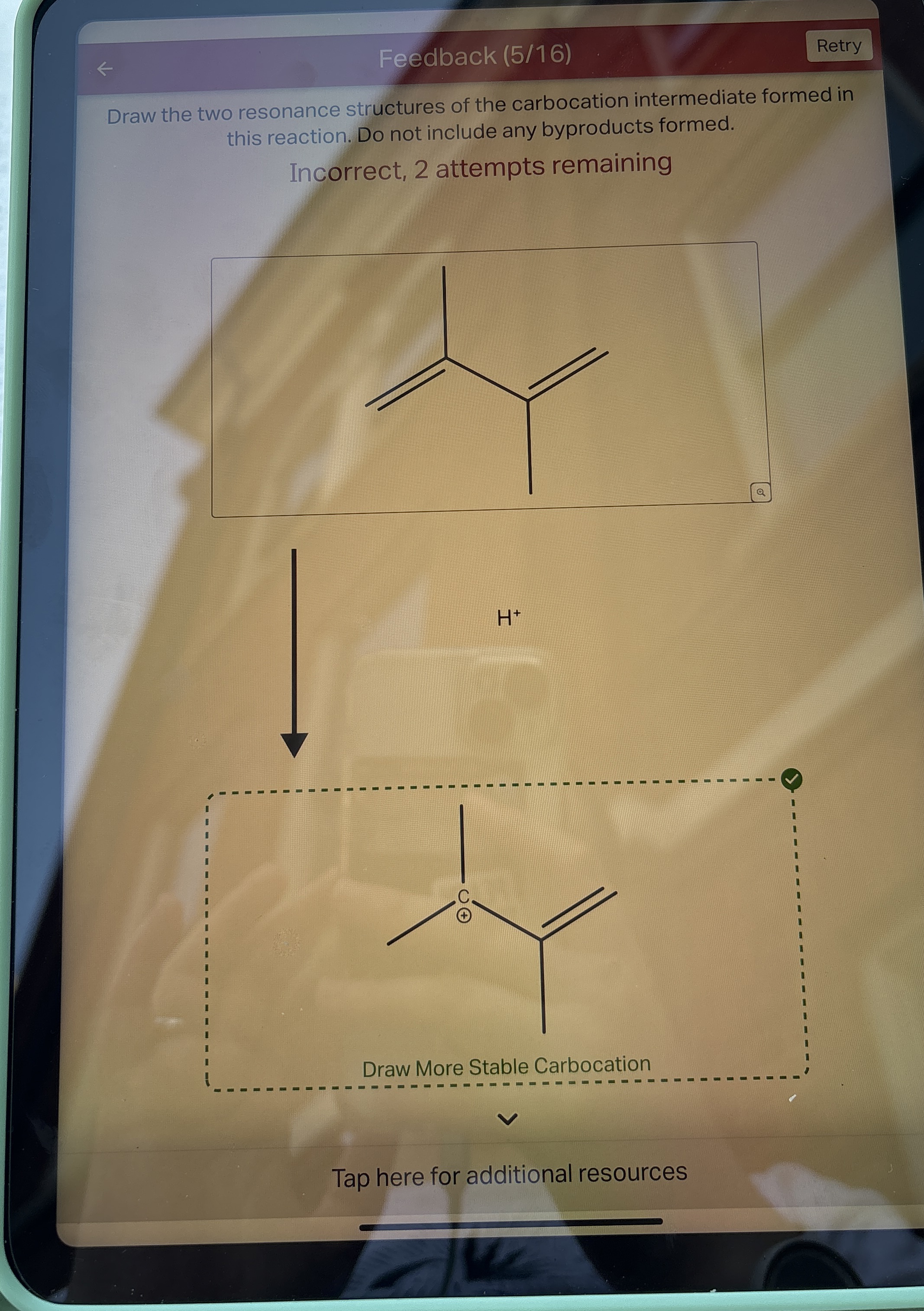 Solved Feedback (516)Draw the two resonance structures of | Chegg.com