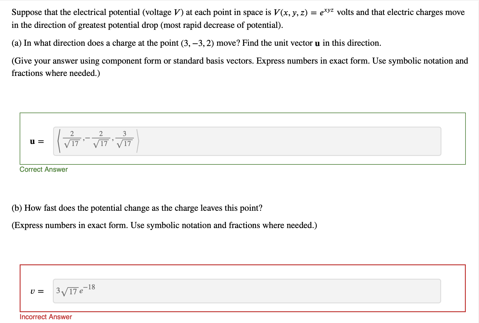 Solved Suppose that the electrical potential (voltage V ) | Chegg.com