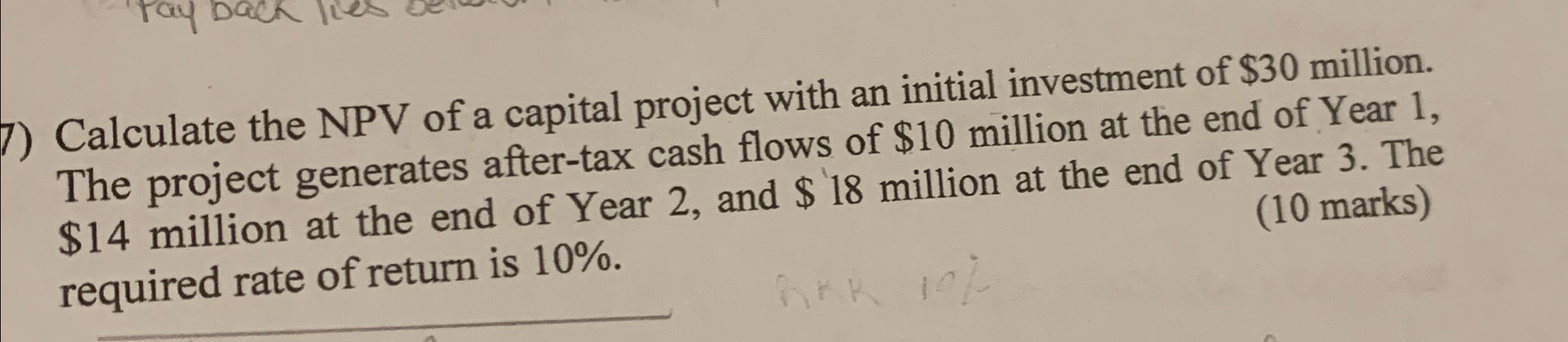 Solved Calculate the NPV of a capital project with an | Chegg.com