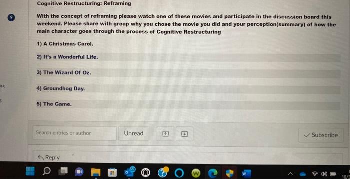 Solved With the concept of reframing please watch one of | Chegg.com