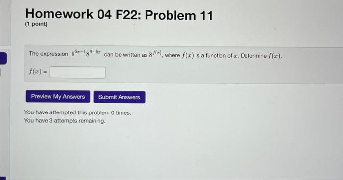 Solved Homework 04 F22: Problem 11 (1 point) The expression | Chegg.com