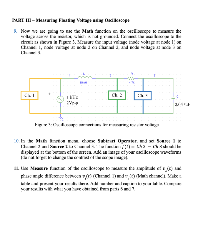 PART III - ﻿Measuring Floating Voltage using | Chegg.com