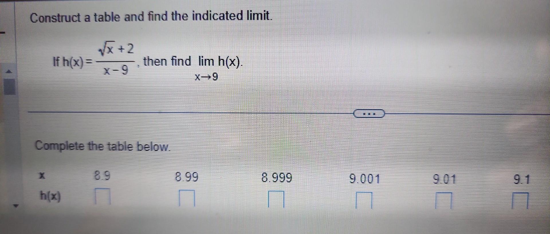 Solved Construct a table and find the indicated limit. If | Chegg.com