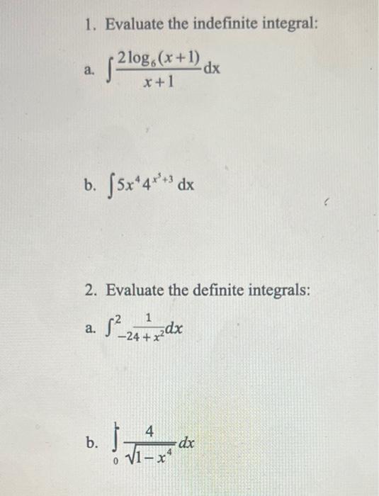 Solved 1. Evaluate the indefinite integral: a. | Chegg.com