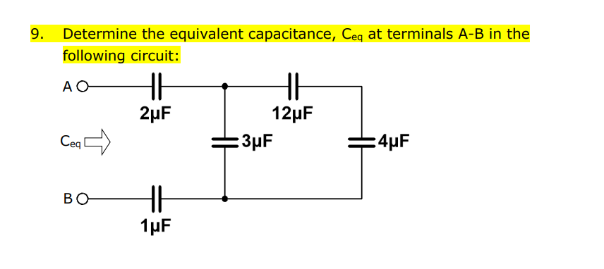 Determine the equivalent capacitance, Ceq ﻿at | Chegg.com