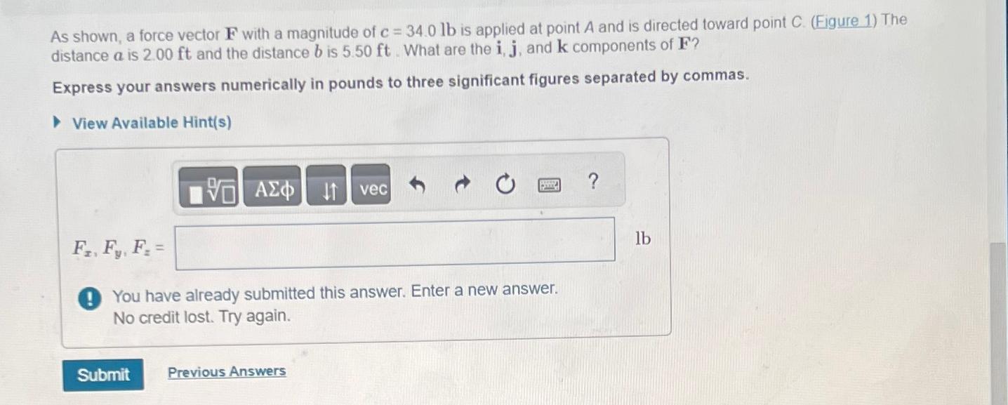 As shown, a force vector F ﻿with a magnitude of | Chegg.com