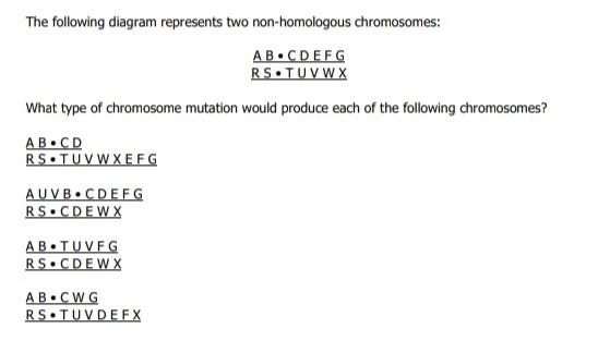 Solved The following diagram represents two non-homologous | Chegg.com