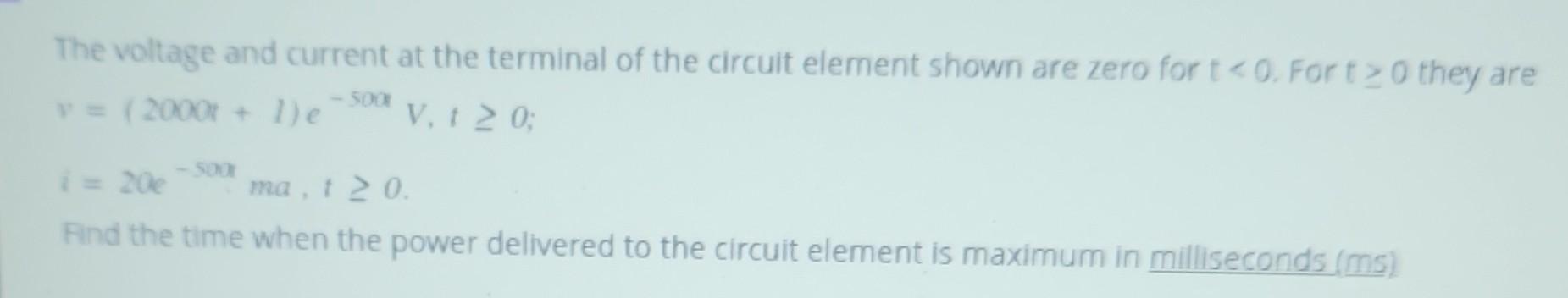 Solved The voltage and current at the terminal of the | Chegg.com