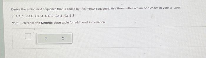 Solved Derive the amino acid sequence that is coded by this | Chegg.com