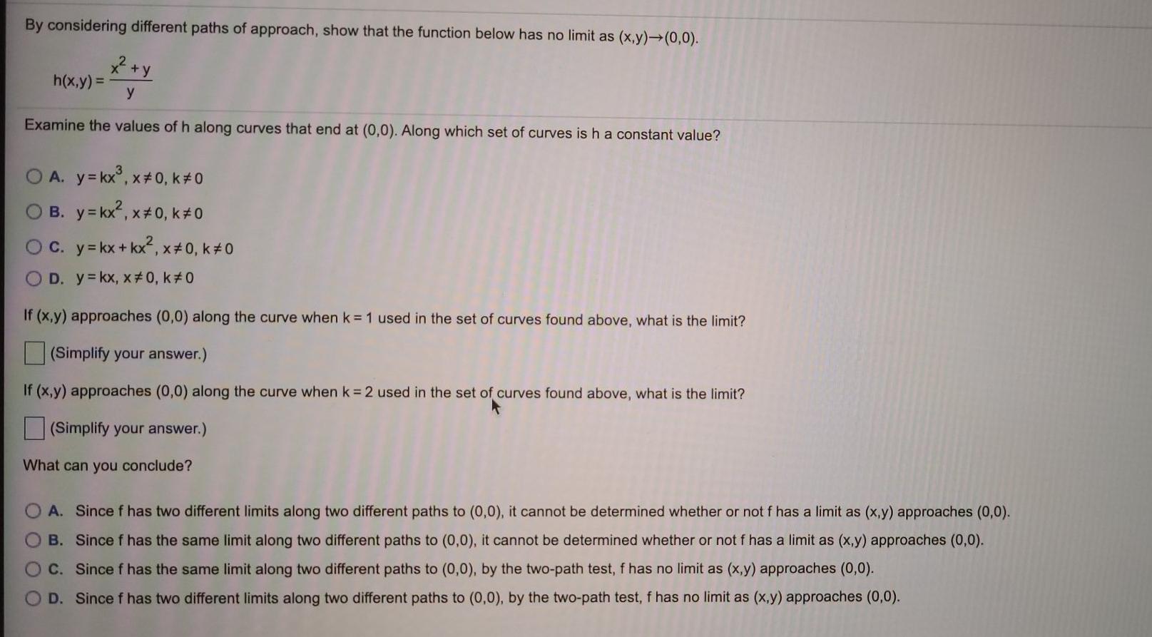Solved By considering different paths of approach, show that | Chegg.com