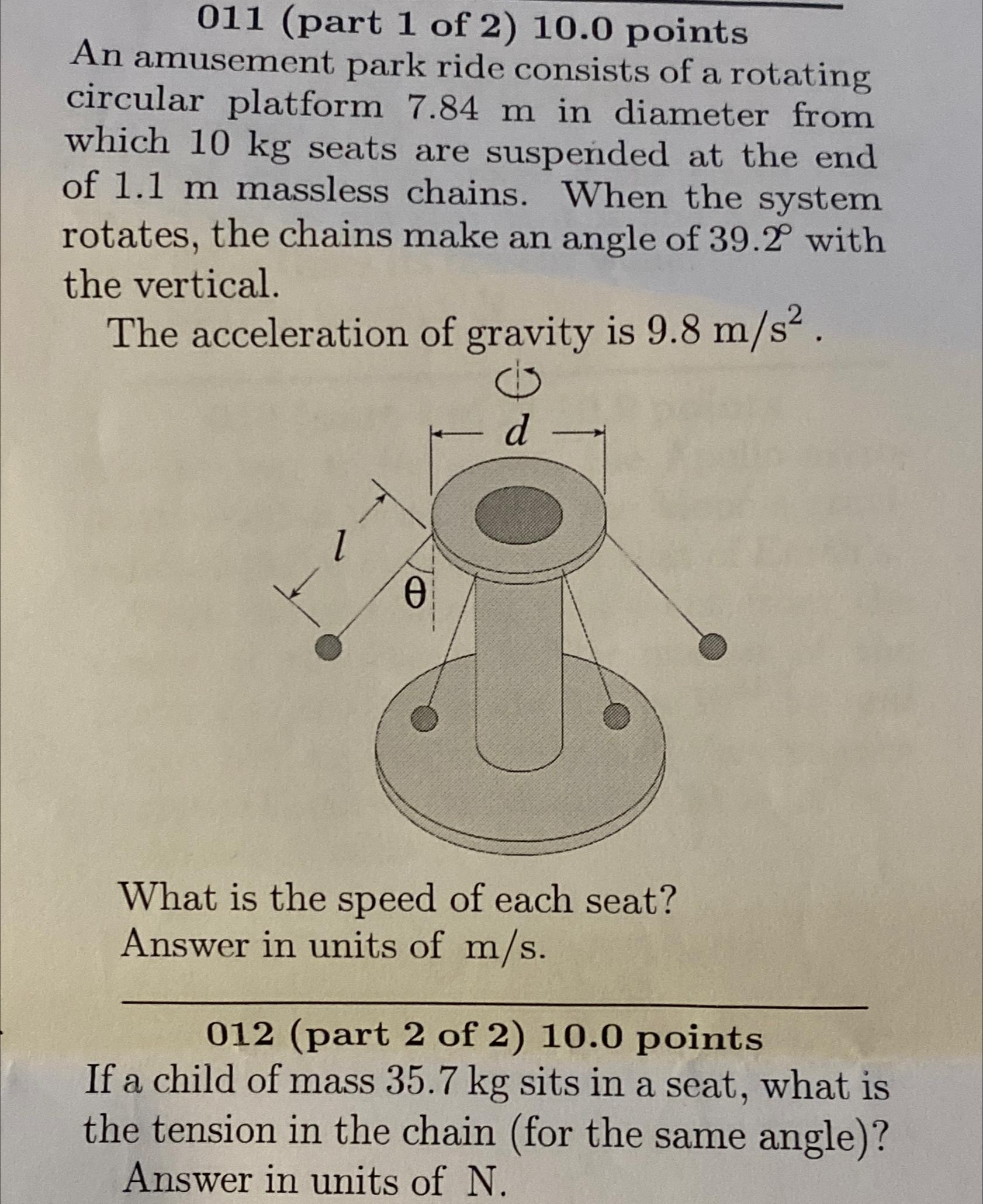 Solved 011 (part 1 of 2) 10.0 points\\nAn amusement park | Chegg.com