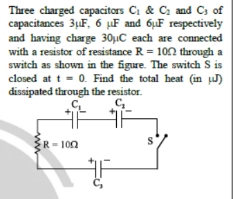 Solved Three charged capacitors C1&C2 ﻿and C3 ofcapacitances | Chegg.com