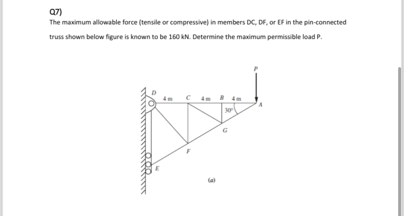 Solved Q7)The maximum allowable force (tensile or | Chegg.com