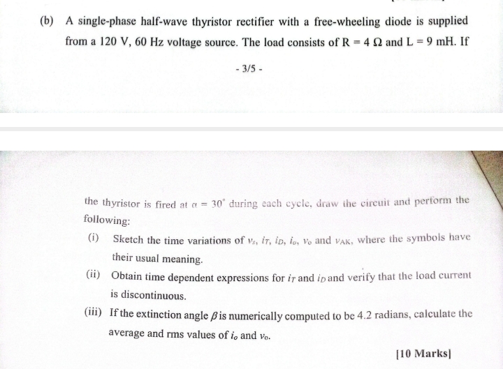 Solved (b) ﻿A single-phase half-wave thyristor rectifier | Chegg.com