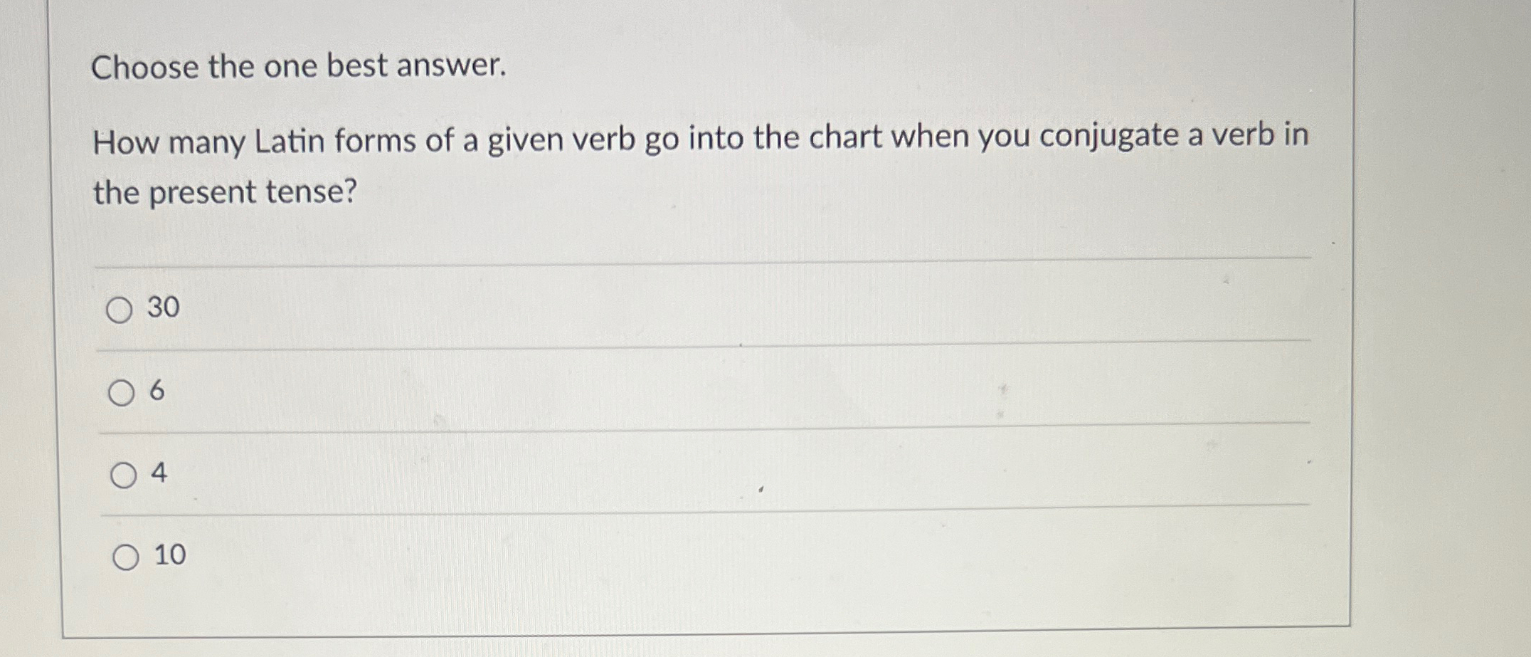 Solved Choose the one best answer.How many Latin forms of a | Chegg.com