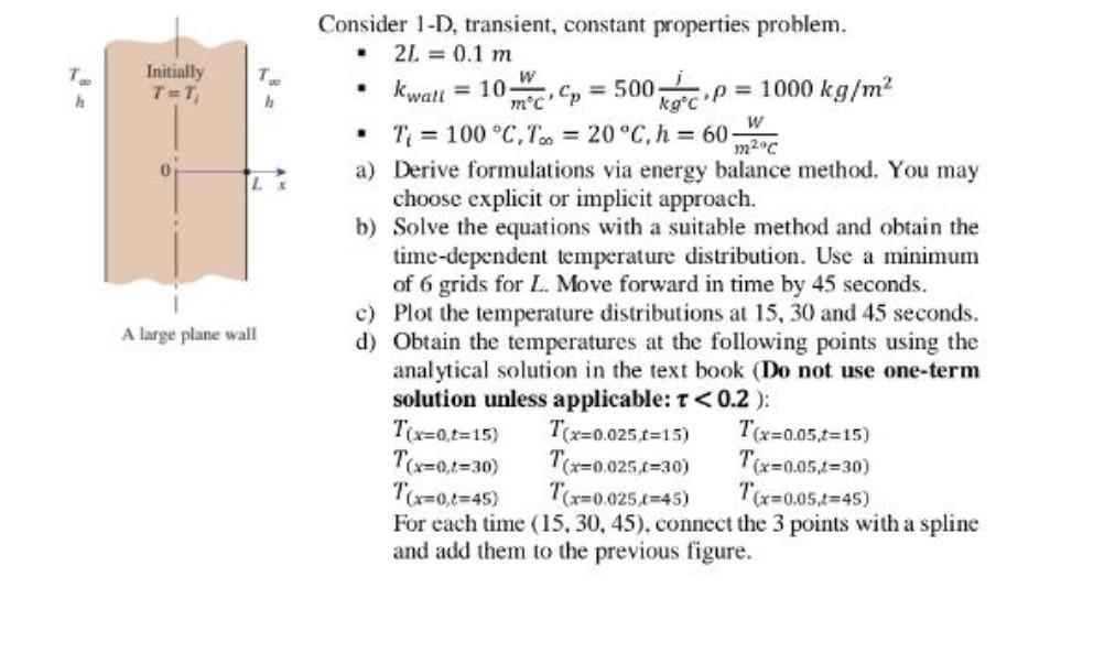 Solved onsider 1-D, transient, constant properties problem. | Chegg.com