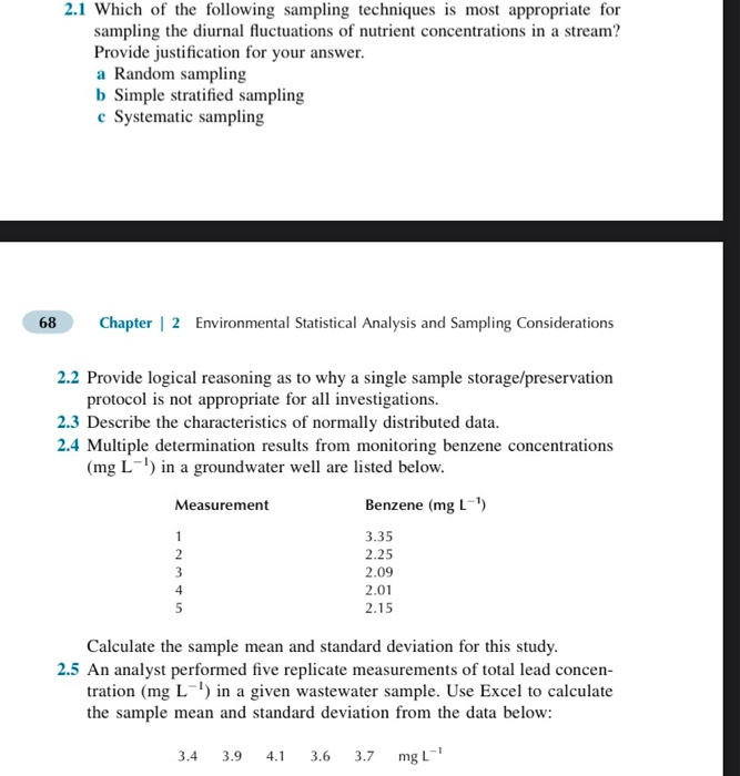 Solved 2.1 Which of the following sampling techniques is | Chegg.com