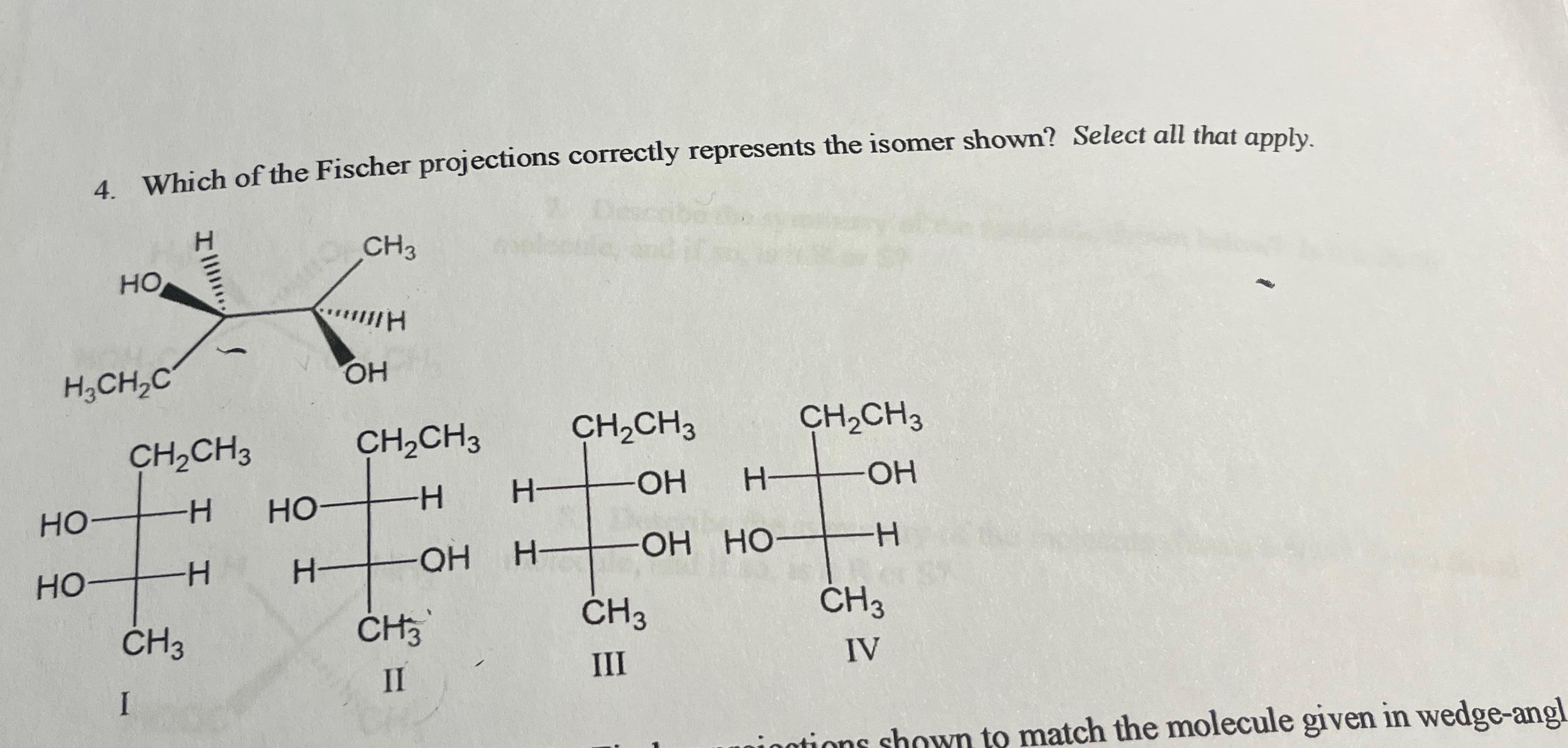 Solved Which of the Fischer projections correctly represents | Chegg.com
