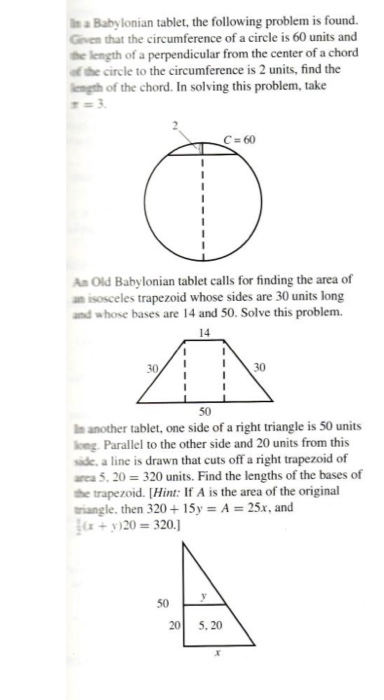 Solved In a Babylonian tablet, the following problem is | Chegg.com