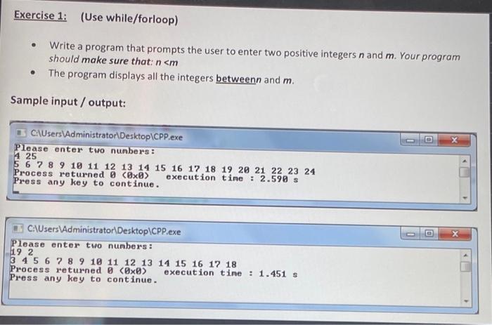 Solved Exercise 1 Use Whileforloop Write A Program