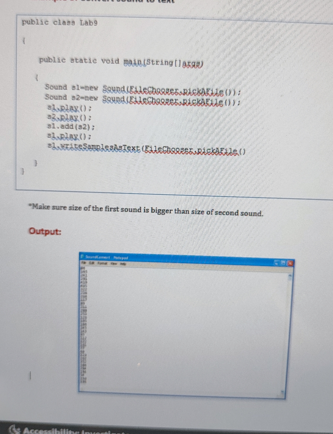 Solved public class Lab91public static void pain(String | Chegg.com
