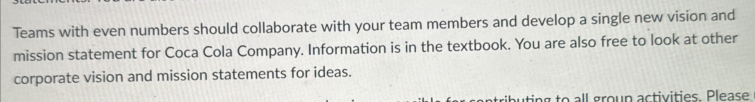 Solved Teams with even numbers should collaborate with your | Chegg.com