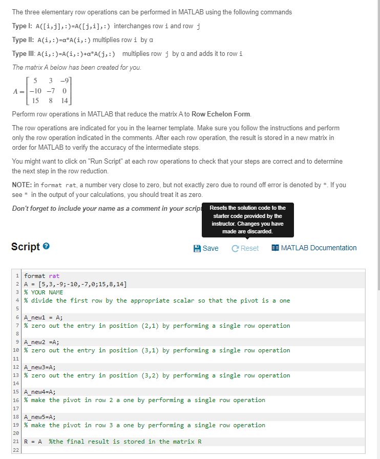 Solved The three elementary row operations can be performed | Chegg.com