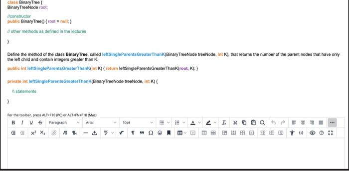 Solved A Binary Tree is formed from objects belonging to the | Chegg.com
