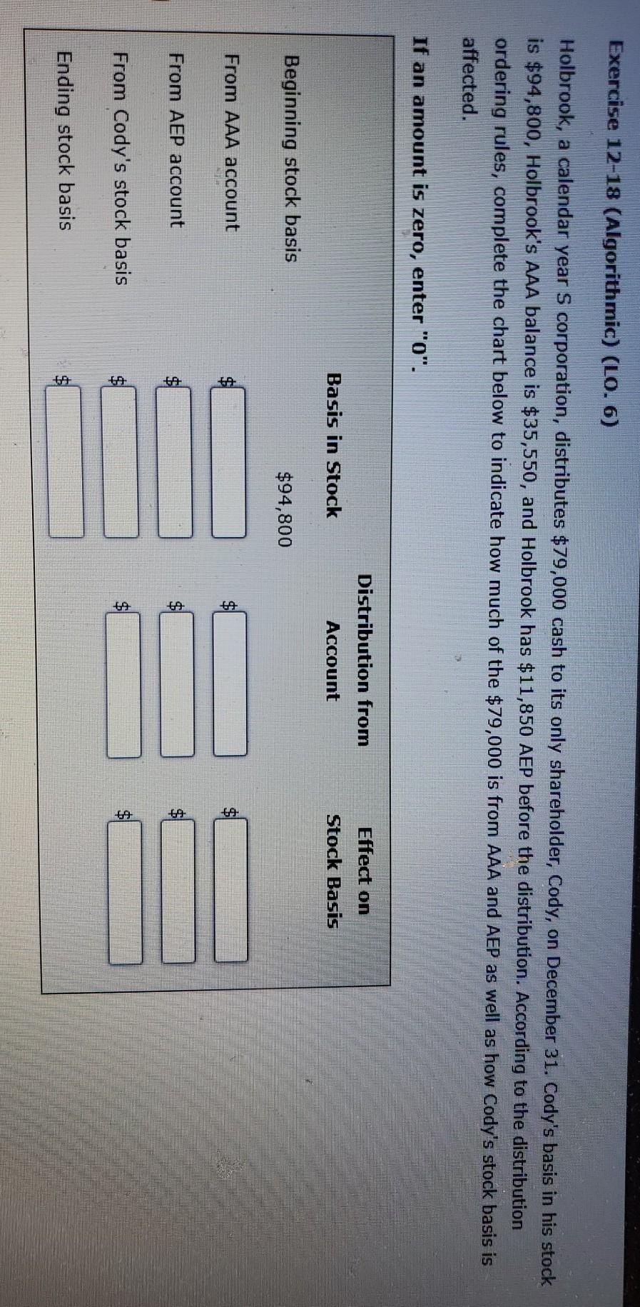 Solved Exercise 12-18 (Algorithmic) (LO. 6) Holbrook, a | Chegg.com