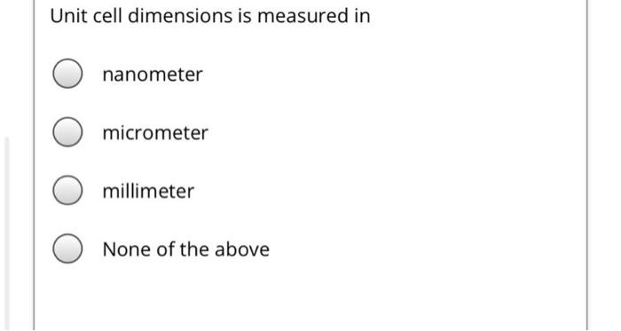 Solved Unit cell dimensions is measured in nanometer | Chegg.com