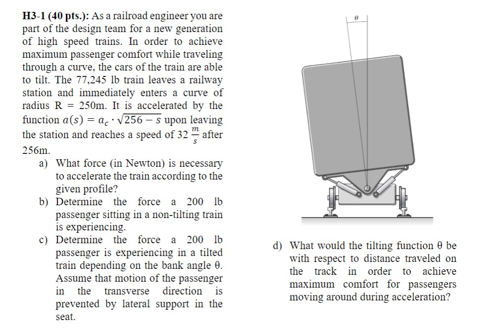 Solved H3-1 (40 ﻿pts.): As a railroad engineer you arepart | Chegg.com