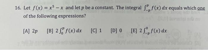 Solved 16. Let f(x)=x5−x and let p be a constant. The | Chegg.com