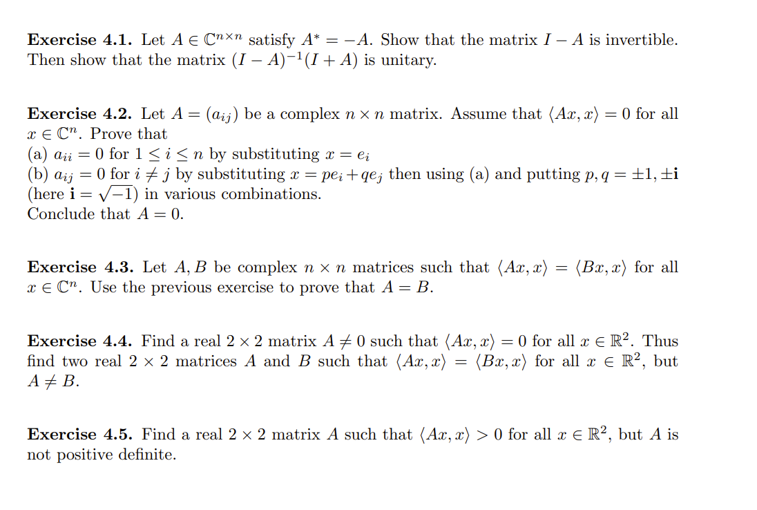 Solved please solve Exercise 4.2,4.3,4.4 ﻿from the below | Chegg.com