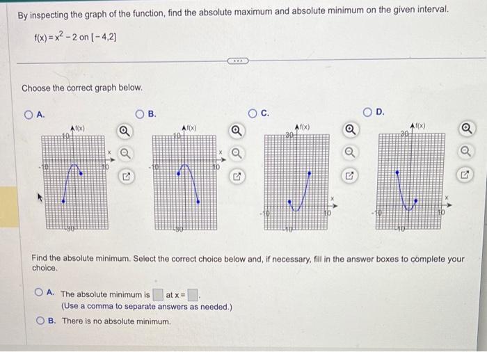 Solved By inspecting the graph of the function, find the | Chegg.com