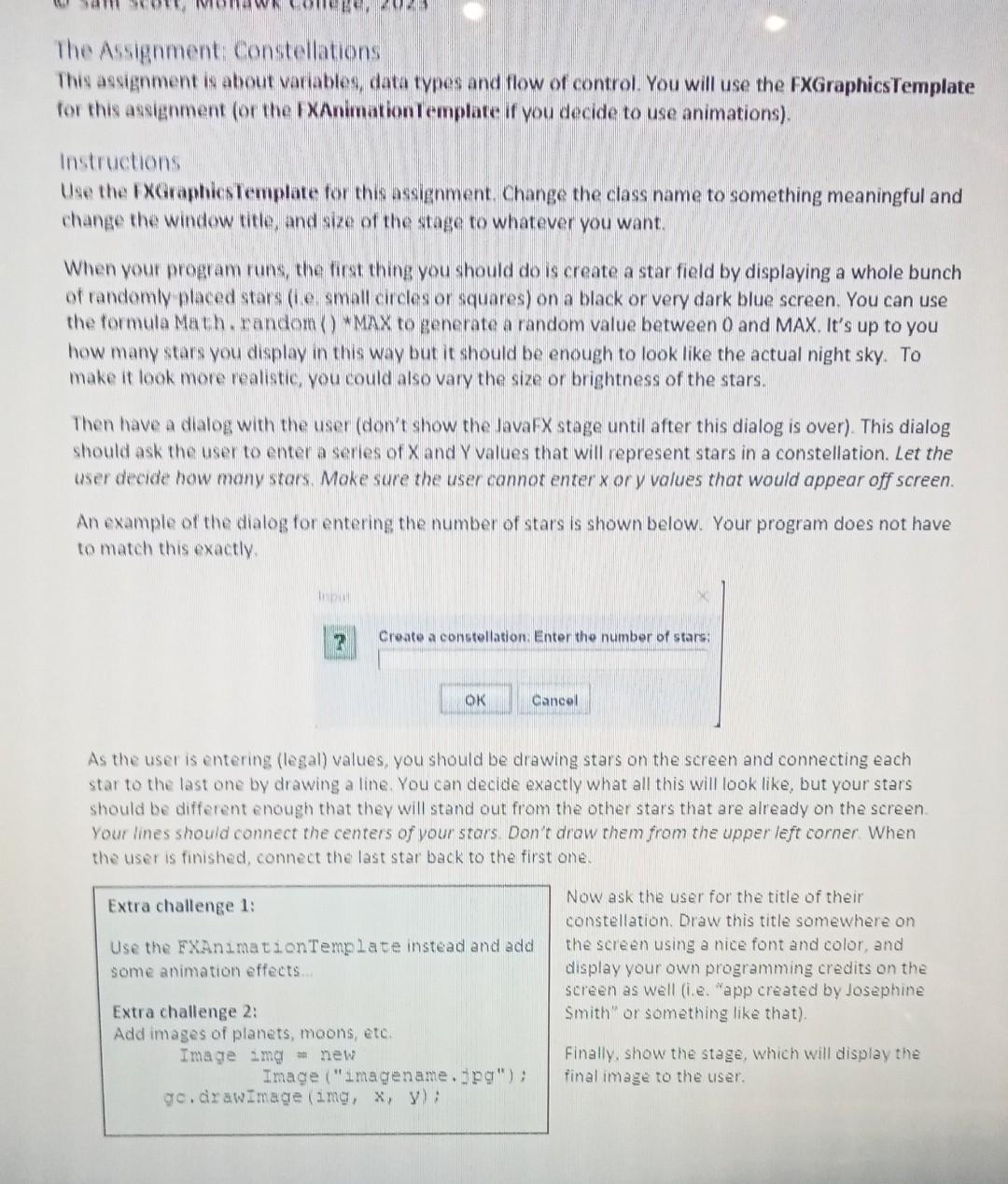 Solved The Assignment: Constellations This assignment is | Chegg.com