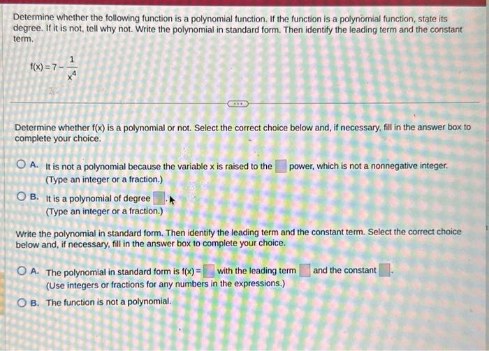 Solved Determine whether the following function is a | Chegg.com