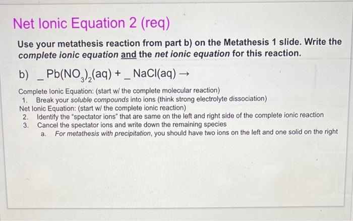 Solved Use your metathesis reaction from part b) on the | Chegg.com